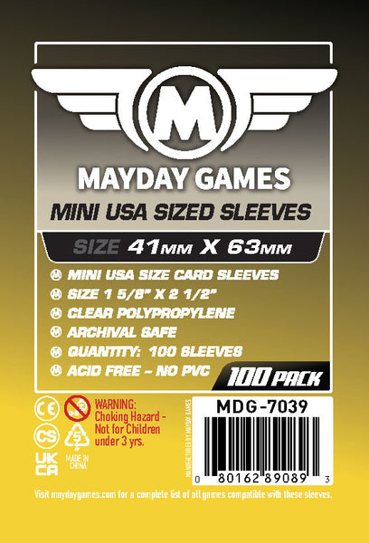 Mini USA Card Sleeves (41x63mm) - Mayday Games – Mayday Games EU